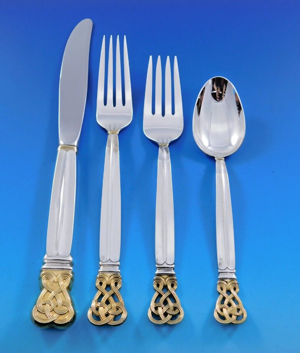 Celtic Weave Gold by Towle Sterling Silver Flatware Set 8 Service 40 p ...