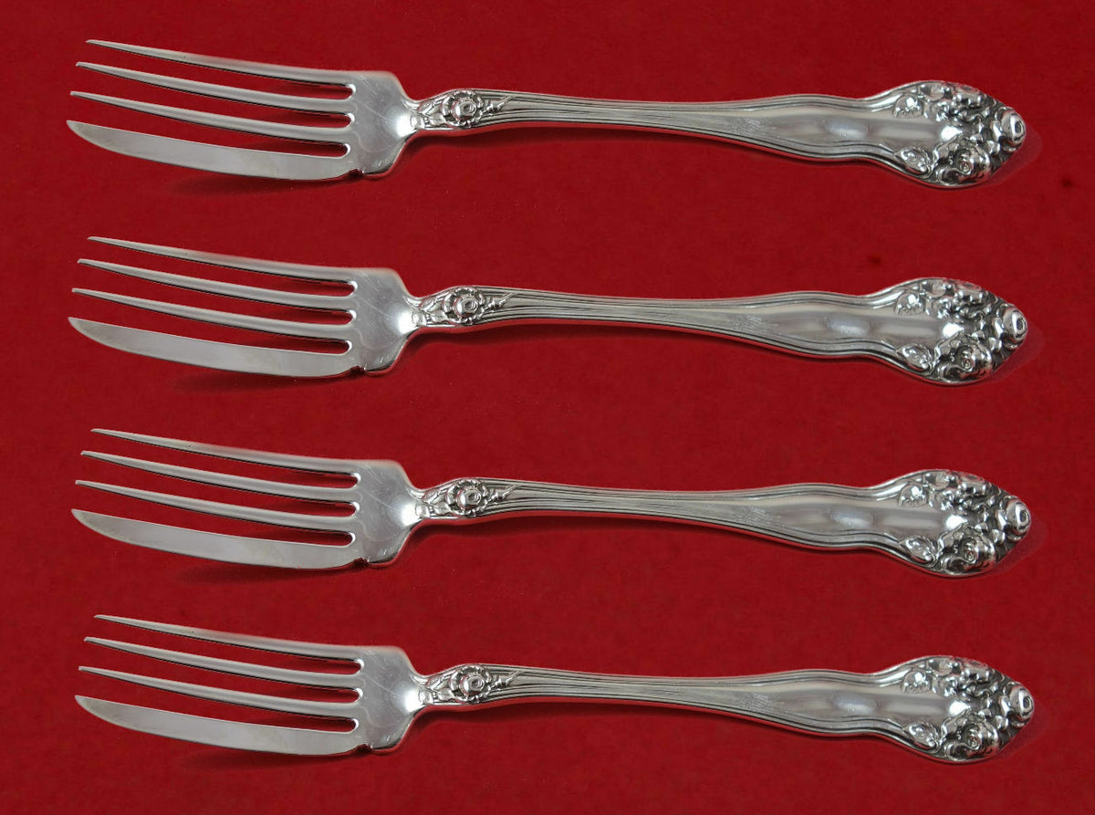 Wedding Rose by Watson Sterling Silver Fish Fork Set 4pc AS Custom Mad ...