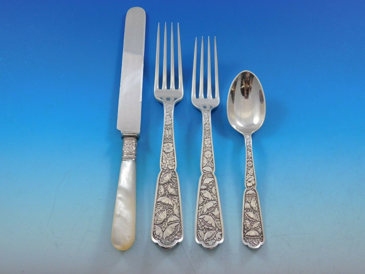 Byzantine by Wood & Hughes Sterling Silver Flatware Set 12 Service 60 ...